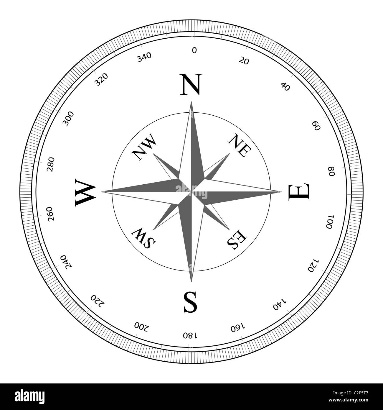 Old compass on ancient map Black and White Stock Photos & Images - Alamy