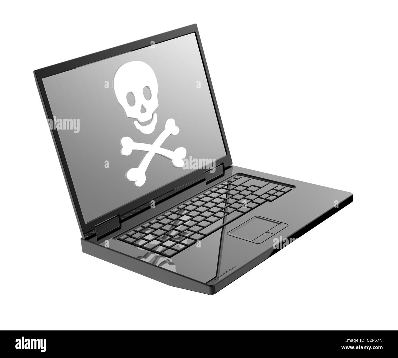 Skull and crossbones on the laptop screen Stock Photo - Alamy