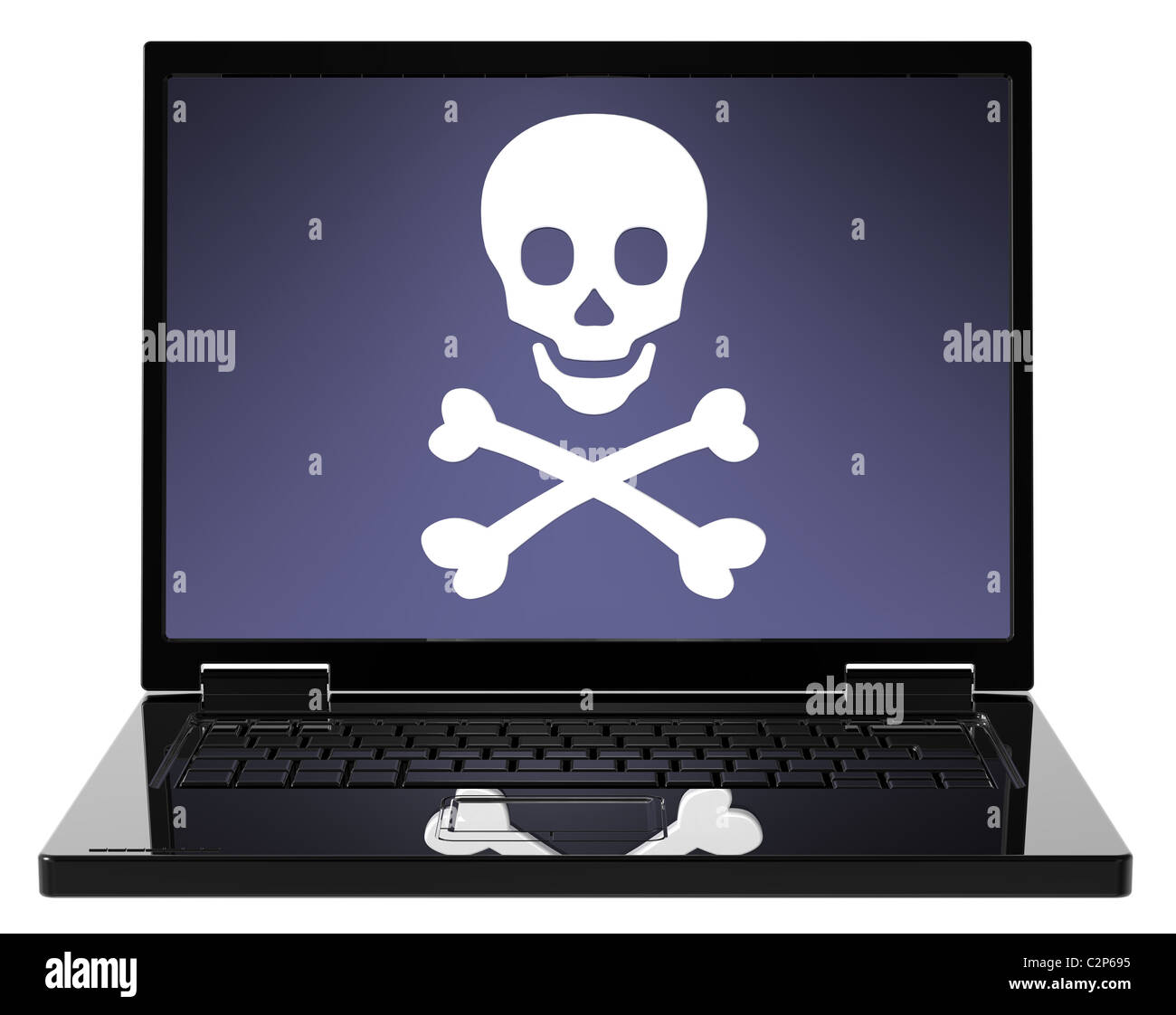 Skull and crossbones on the laptop screen Stock Photo - Alamy