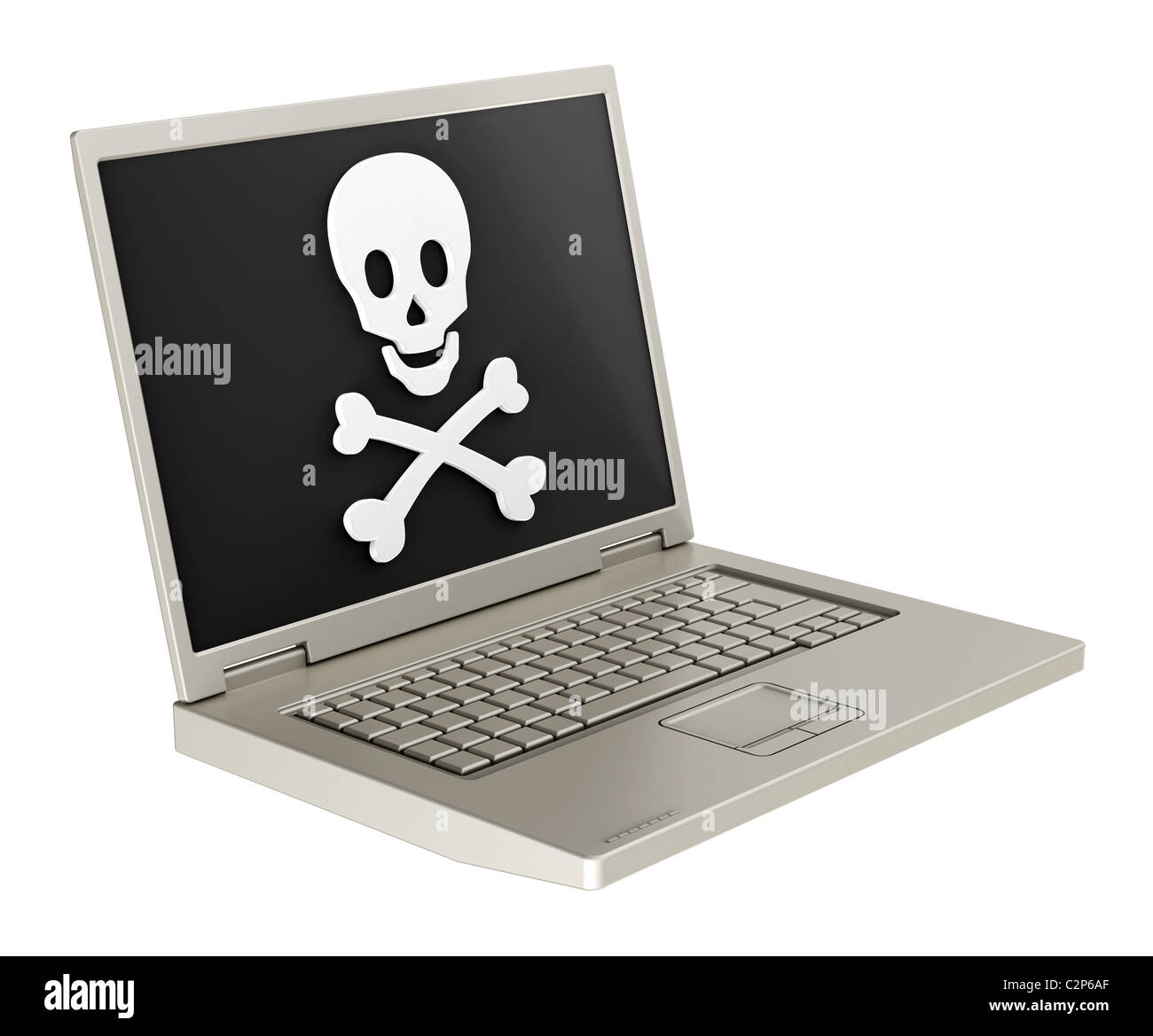 Skull on laptop screen Cut Out Stock Images & Pictures - Alamy