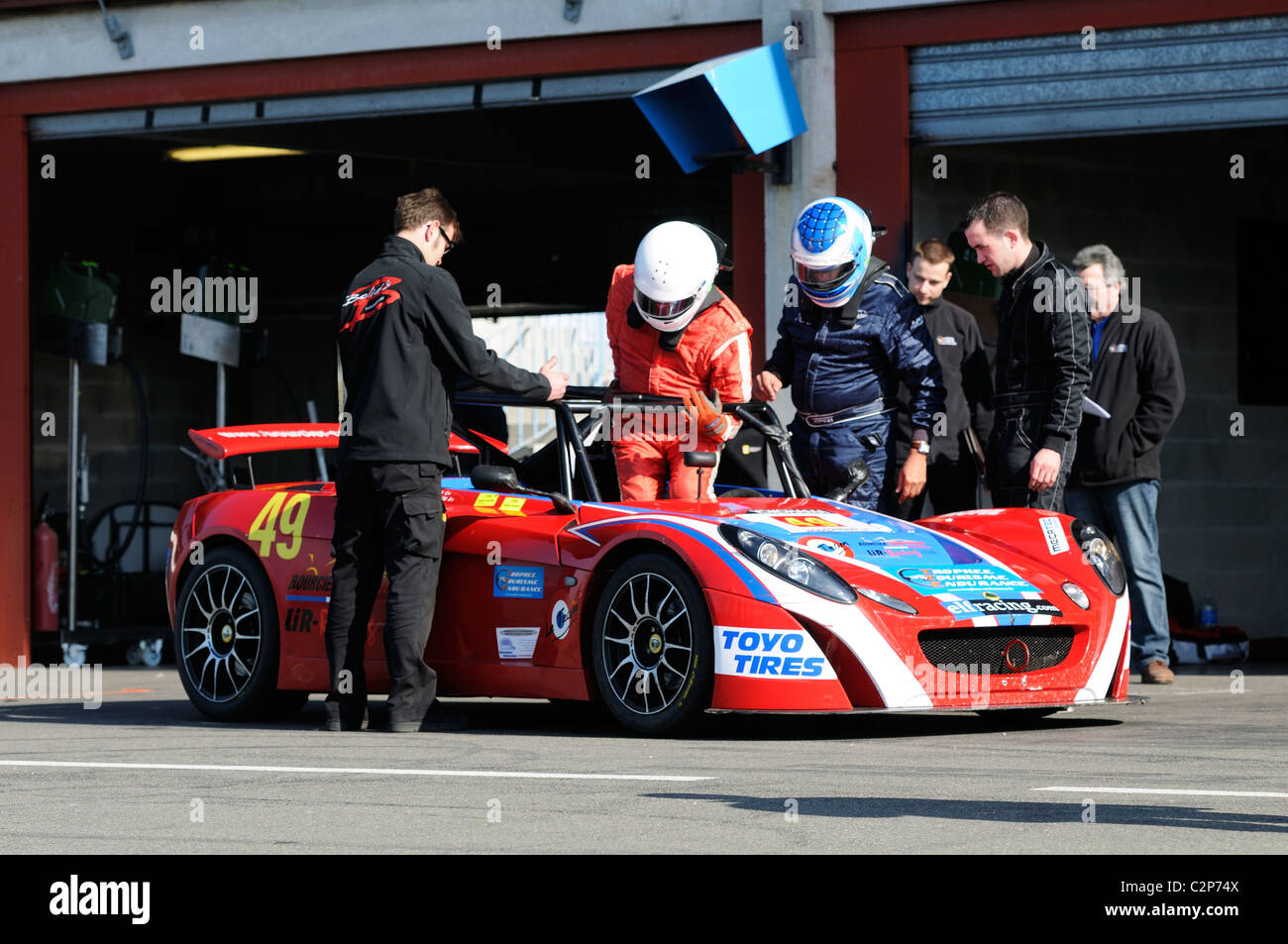 Stock photo of saloon cars in the paddock at the circuit val de vienne ...