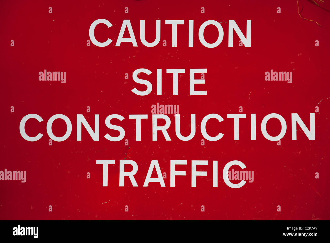 Red construction site sign Stock Photo - Alamy