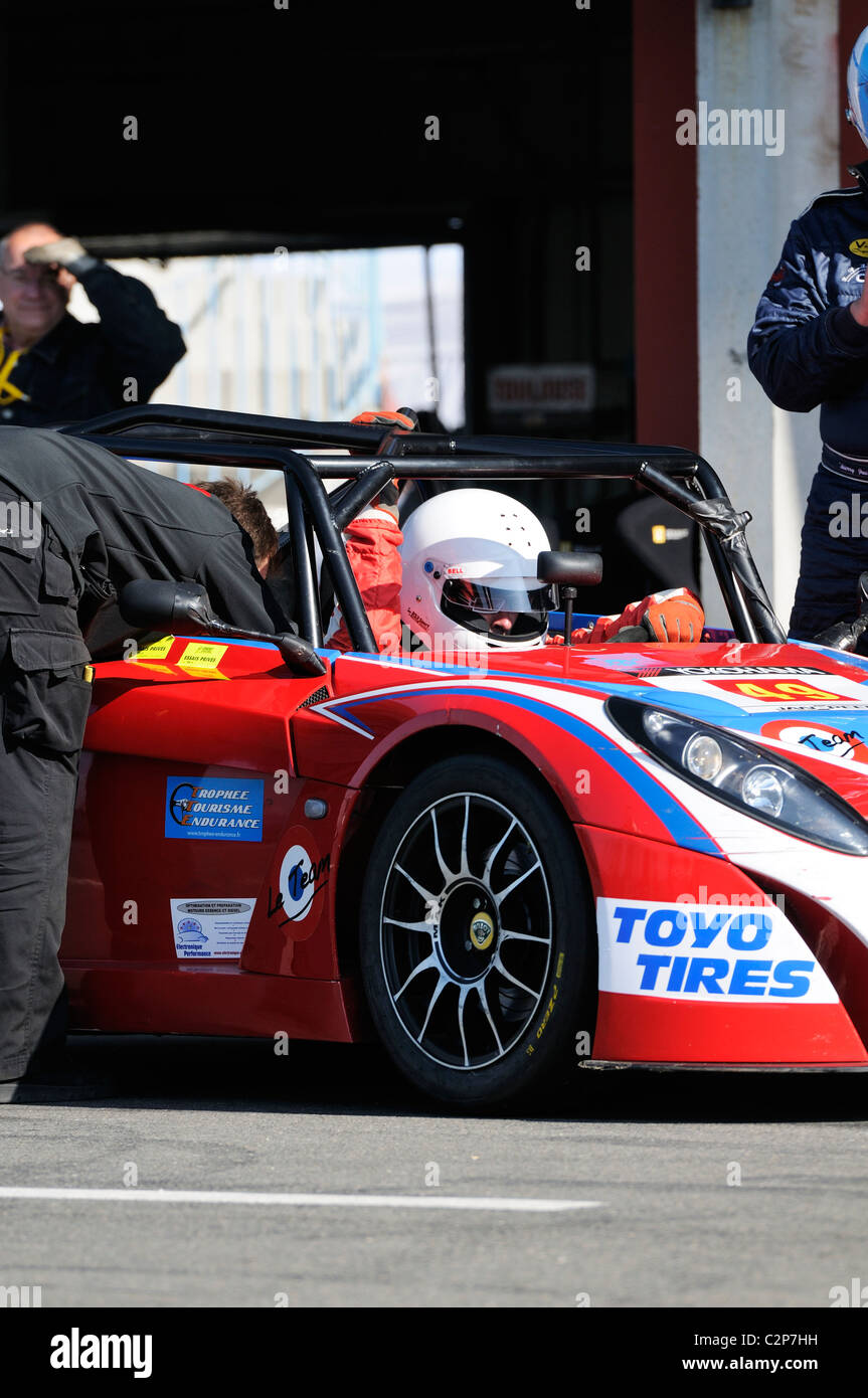 Stock photo of saloon cars in the paddock at the circuit val de vienne ...
