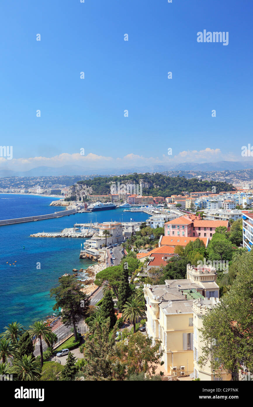 Beautiful harbor of Nice with big cruise ships, France, Europe. Cote D ...