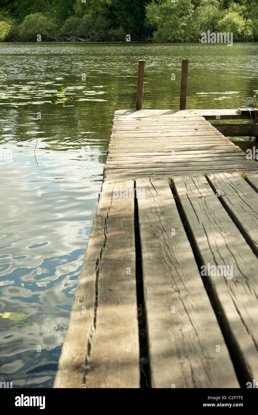 Jetty and lake, Sweden Stock Photo - Alamy