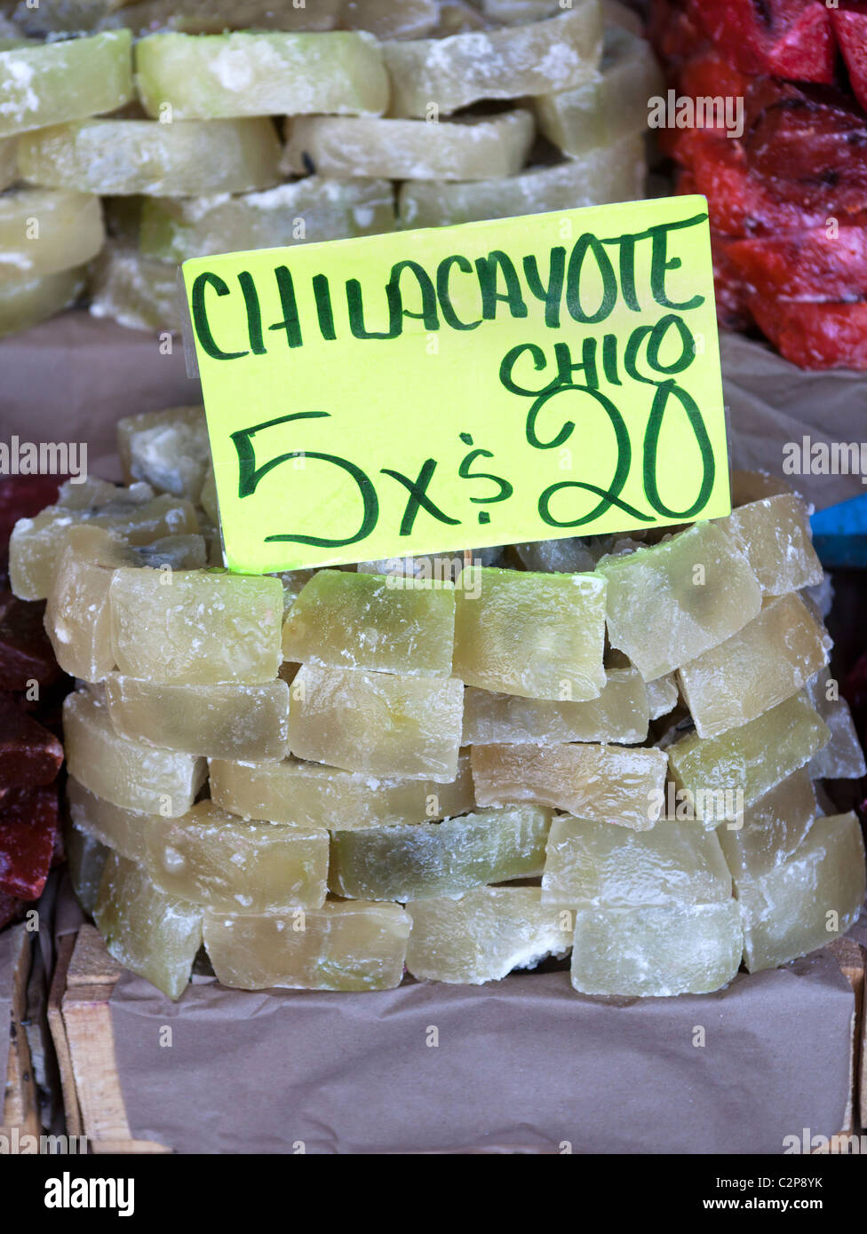 Chilacayote chico Sweets on sale at the Mercado de Dulces Mexico City ...