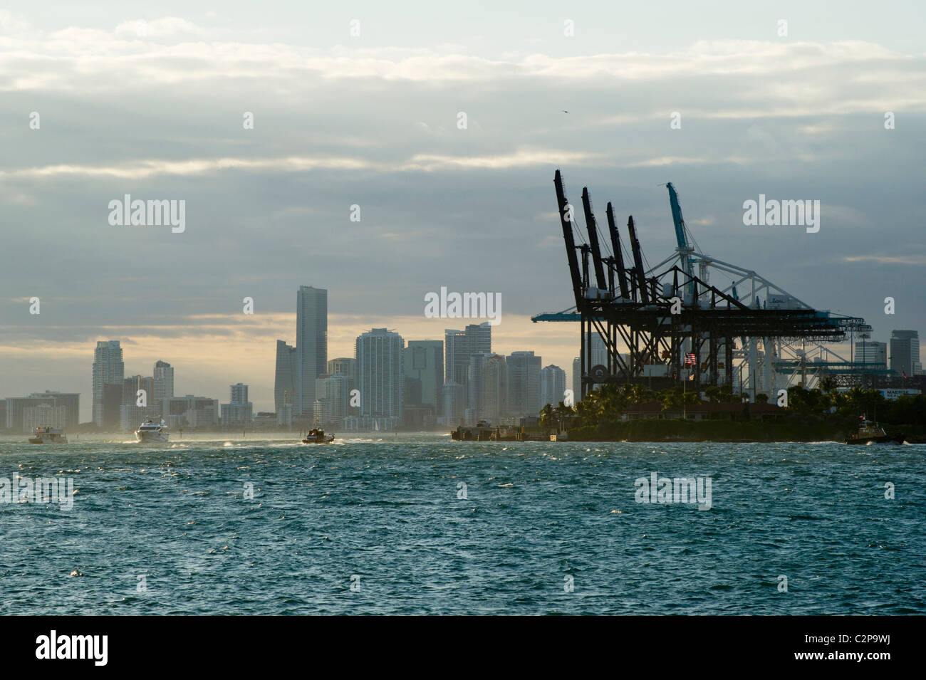 Miami skyline and port structures Stock Photo - Alamy