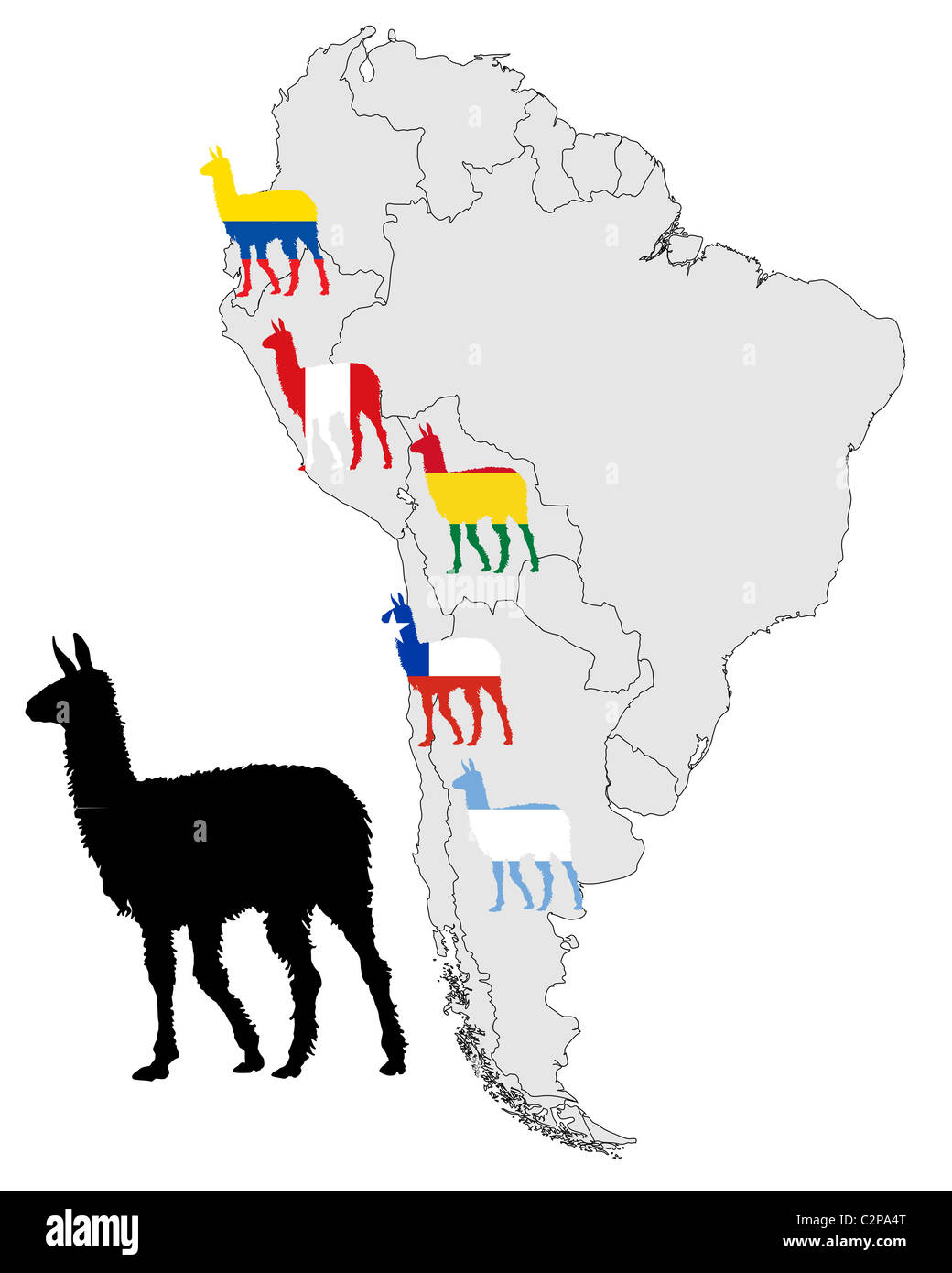 Llama range map Stock Photo - Alamy