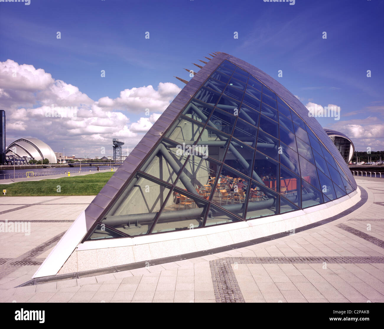 Glasgow Science Centre, Scotland. View into Science Mall seating area ...