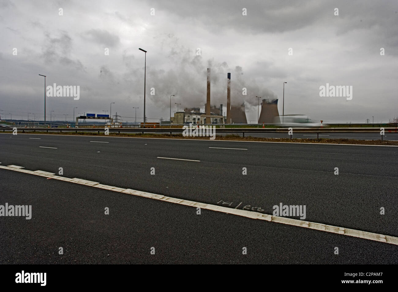 power station next to motorway Stock Photo - Alamy