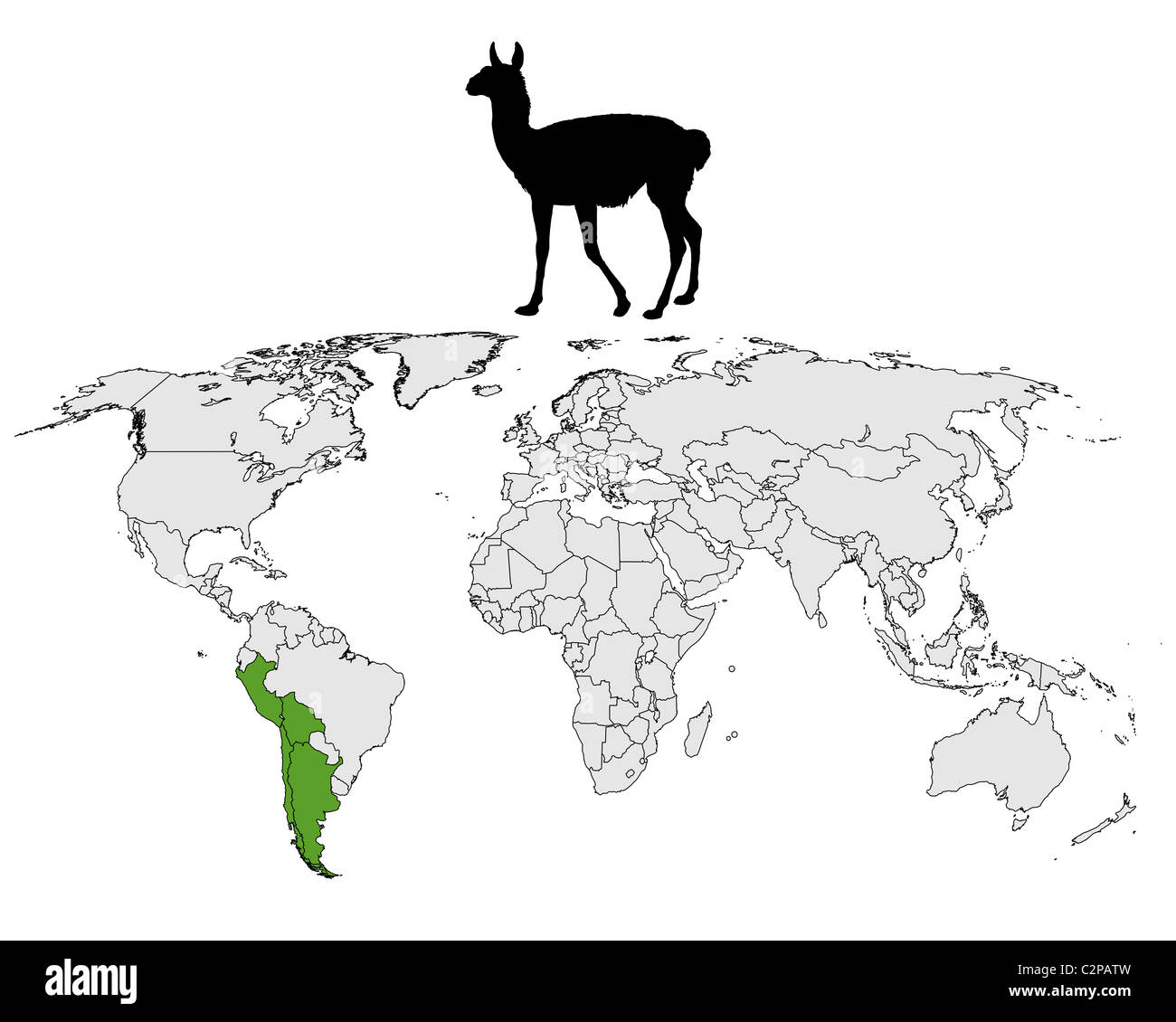 Guanaco range map Stock Photo - Alamy