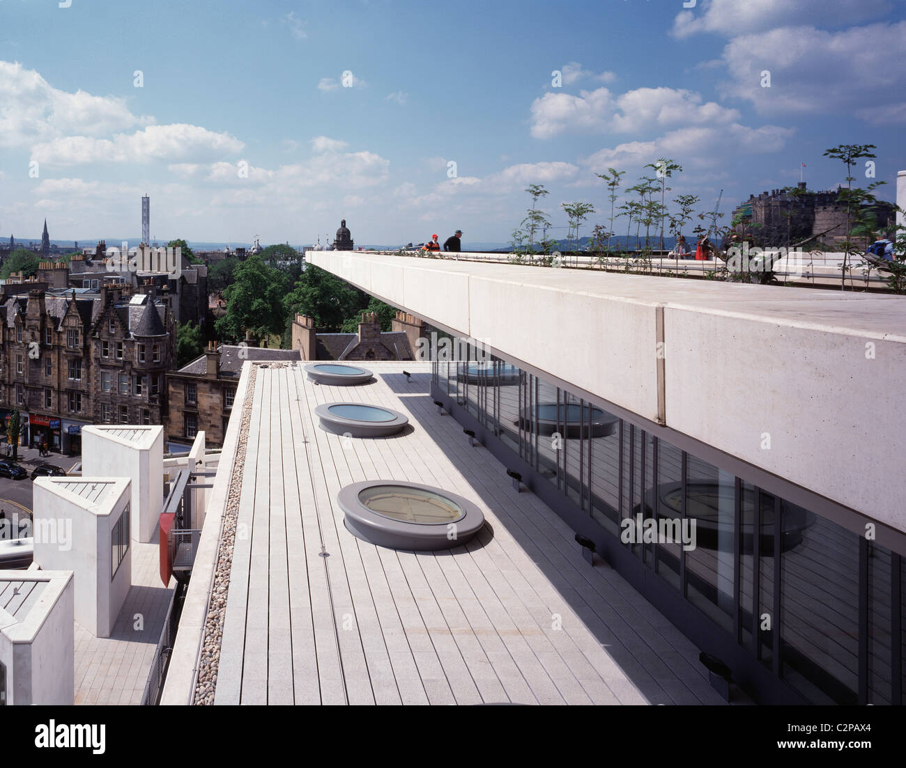 Museum of Scotland, Edinburgh, Scotland. Rooftop terrace daytime ...