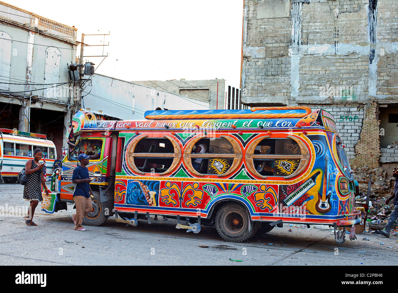 Port Au prince painted buses Tap Tap, Haiti Stock Photo - Alamy