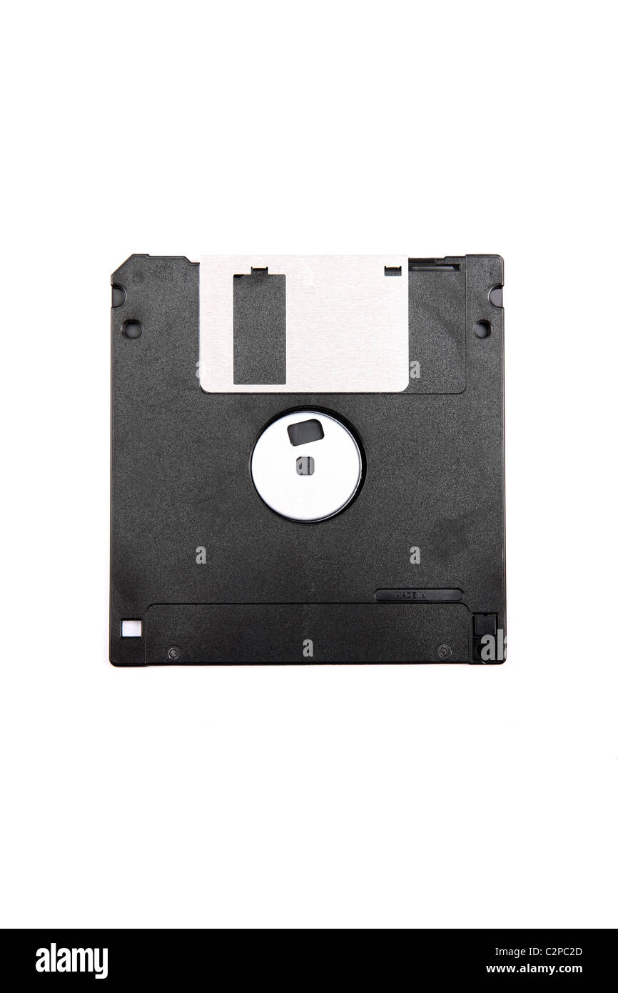 Back side of black floppy diskette isolated on white background Stock ...