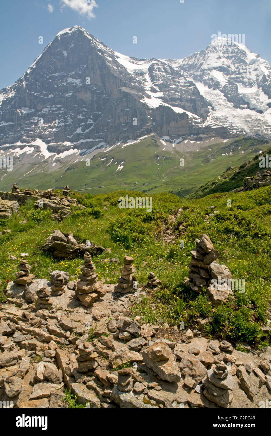 The north face of the Eiger and the Monch Stock Photo - Alamy