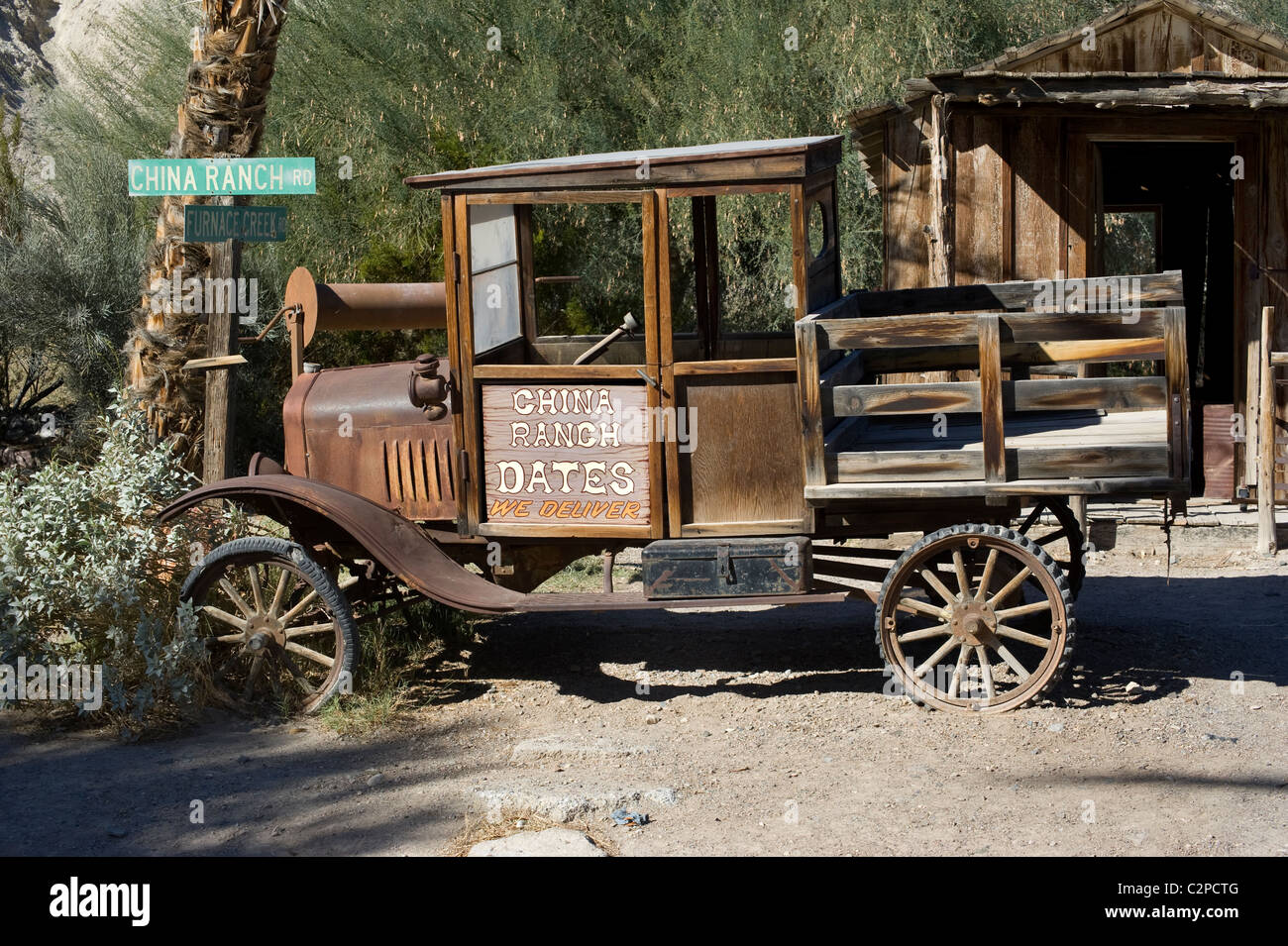 Old delivery truck at China Ranch date farm in Death Valley, CA Stock ...