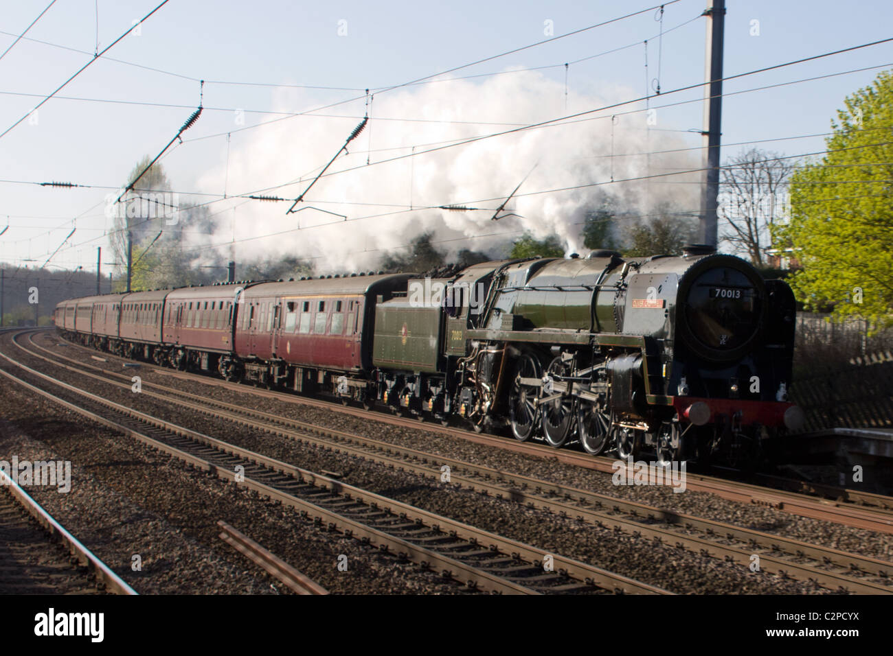 Britannia Class Steam Train 70013 Oliver Cromwell Stock Photo - Alamy
