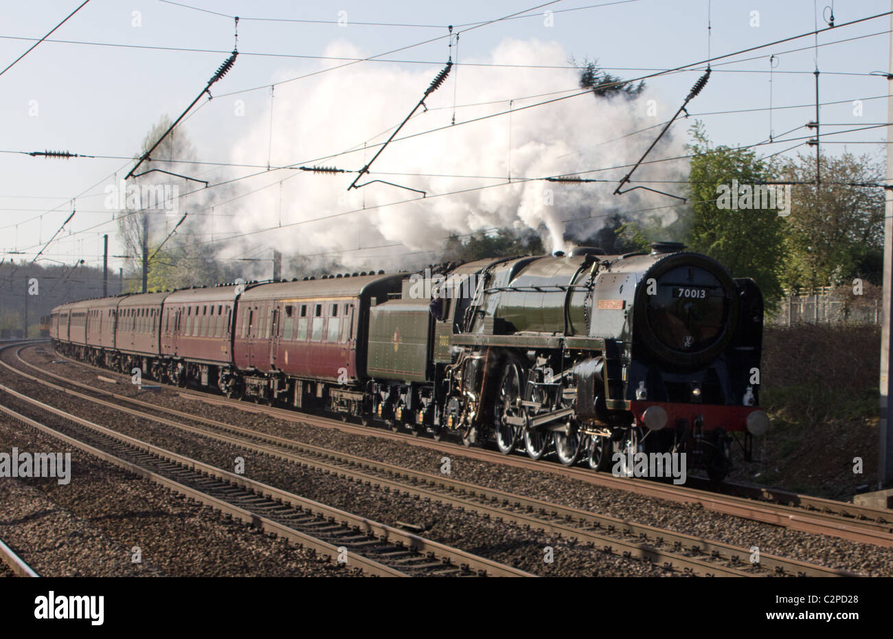 Britannia Class Steam Train 70013 Oliver Cromwell Stock Photo - Alamy