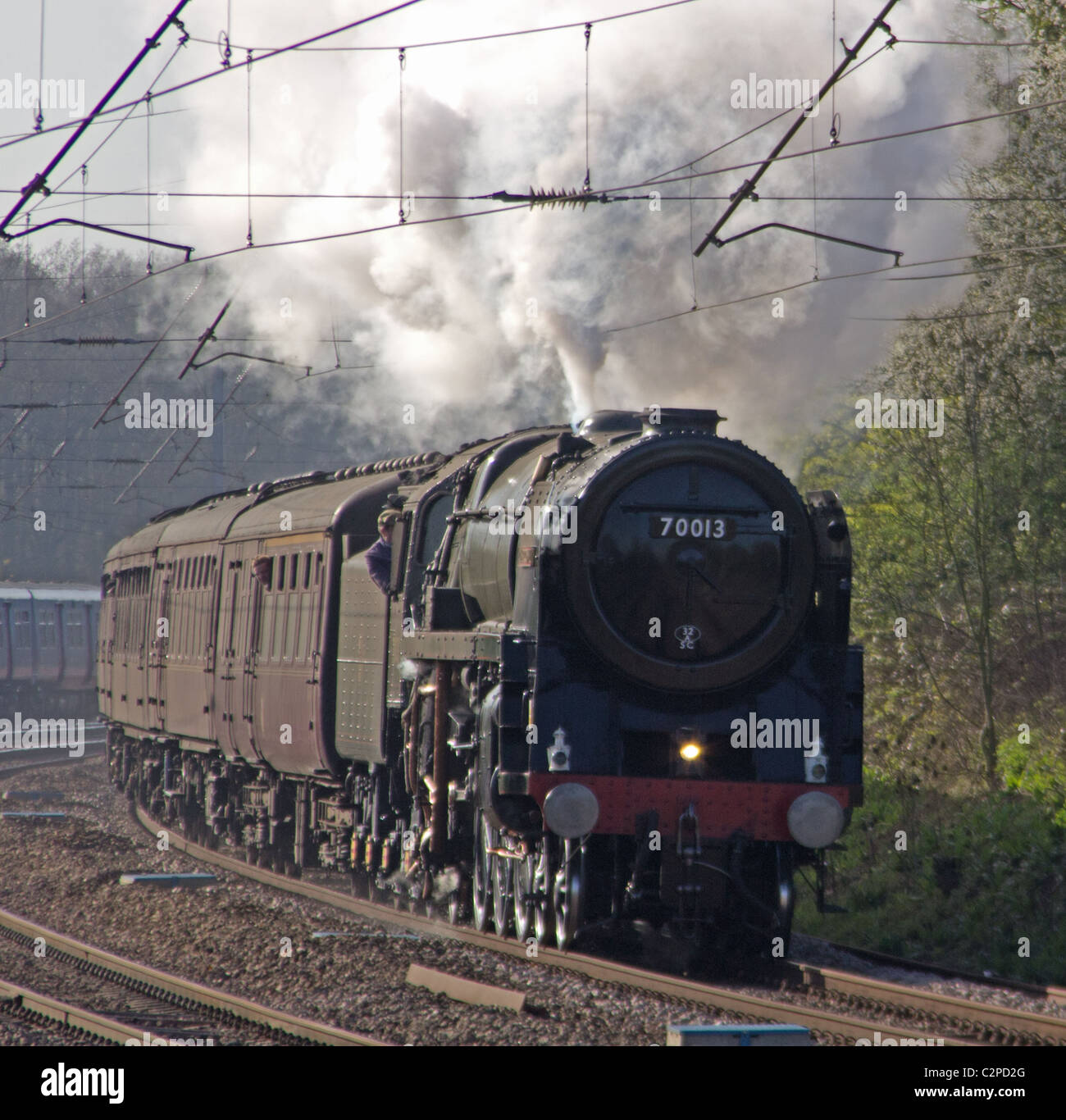 Britannia Class Steam Train 70013 Oliver Cromwell Stock Photo - Alamy