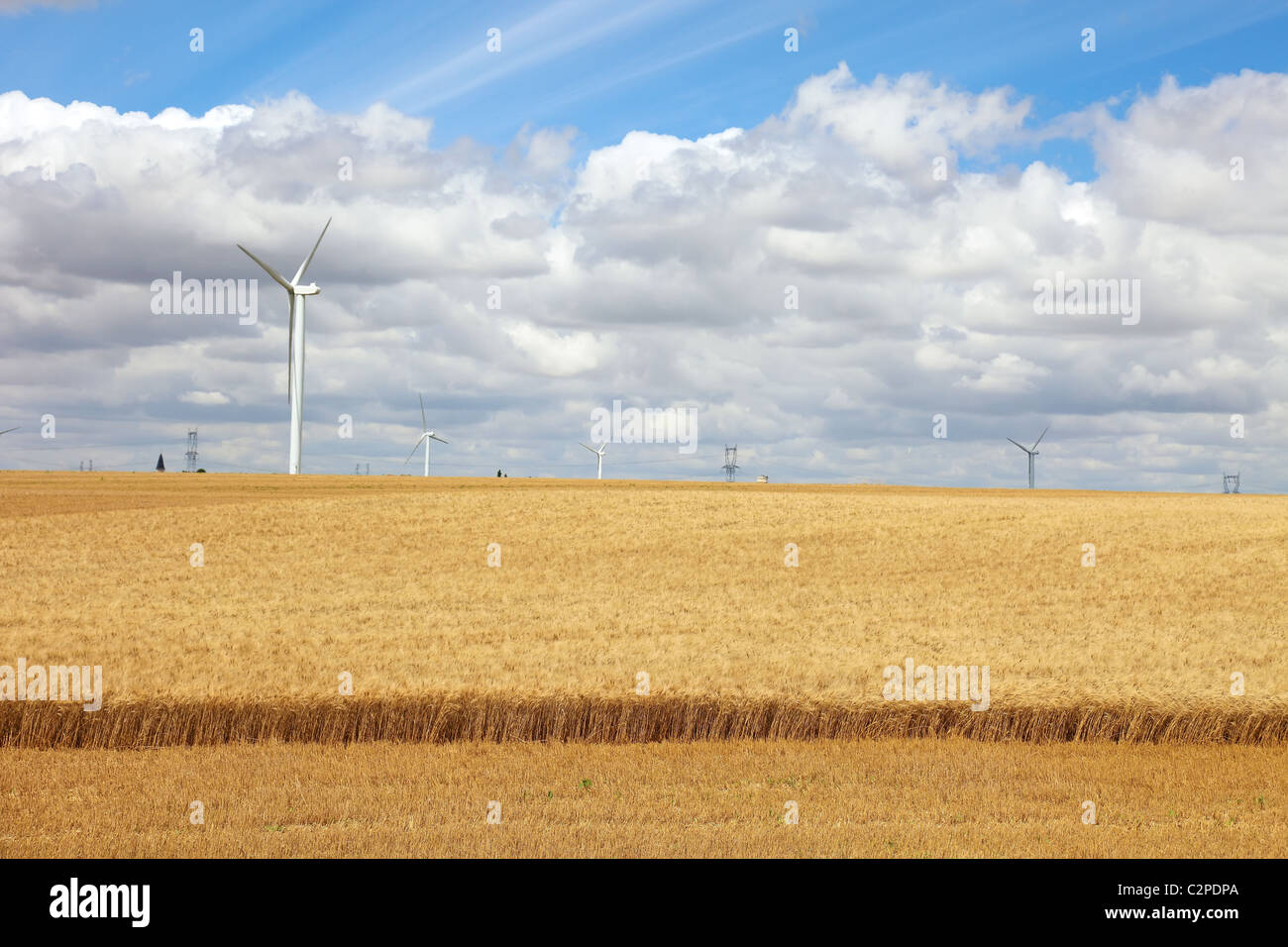 French field with wind power generators, Europe Stock Photo - Alamy