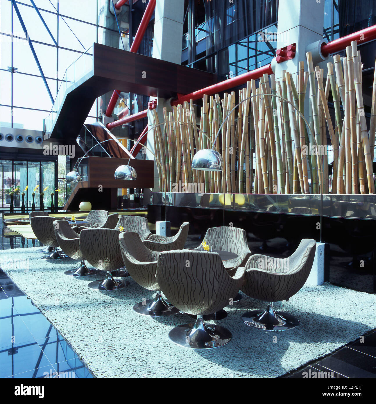 Hesperia Tower Hotel, Barcelona meeting area with bamboo screens Stock ...