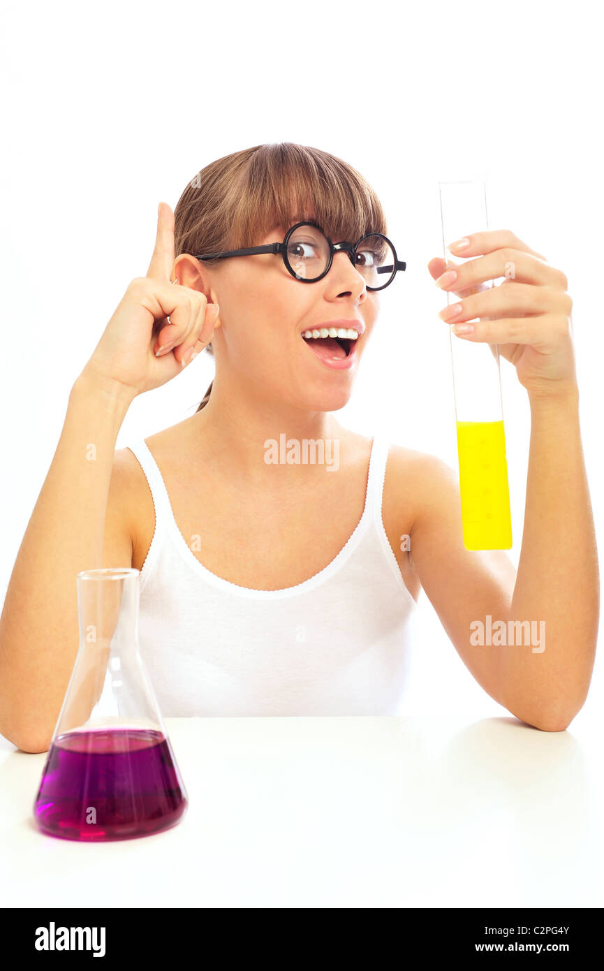 Chemical liquid woman scientist Cut Out Stock Images & Pictures - Alamy