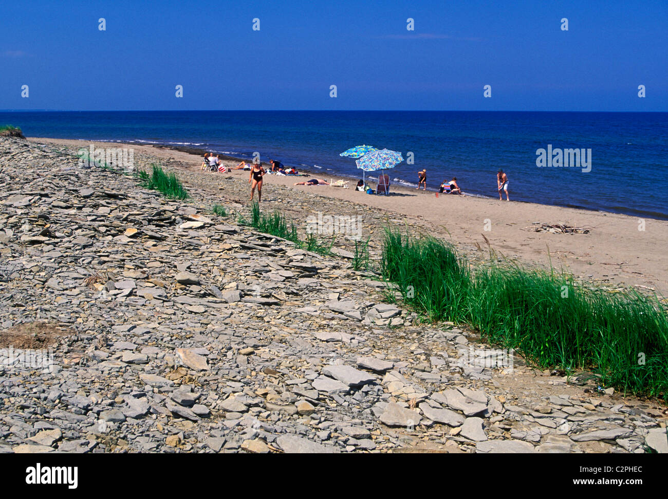 People on beach at Irving Eco-Centre town of Bouctouche New Brunswick ...