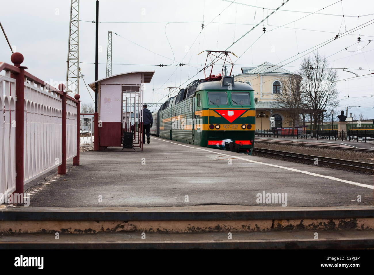Intercity electric speed train in Russia in province railway station ...