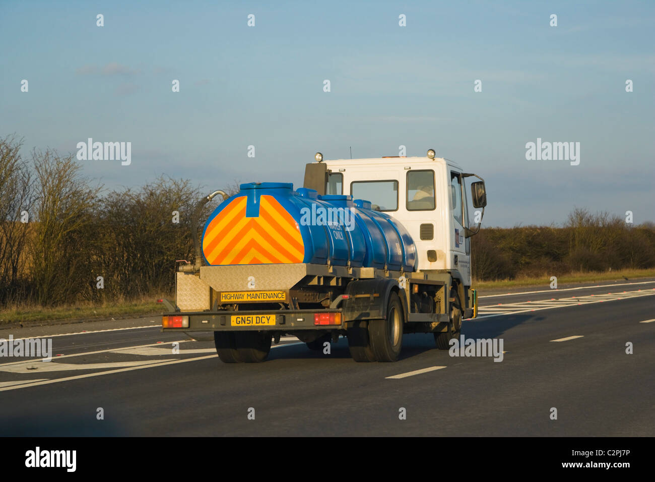 Highway maintenance water tanker on the M4 motorway, England, UK Stock ...