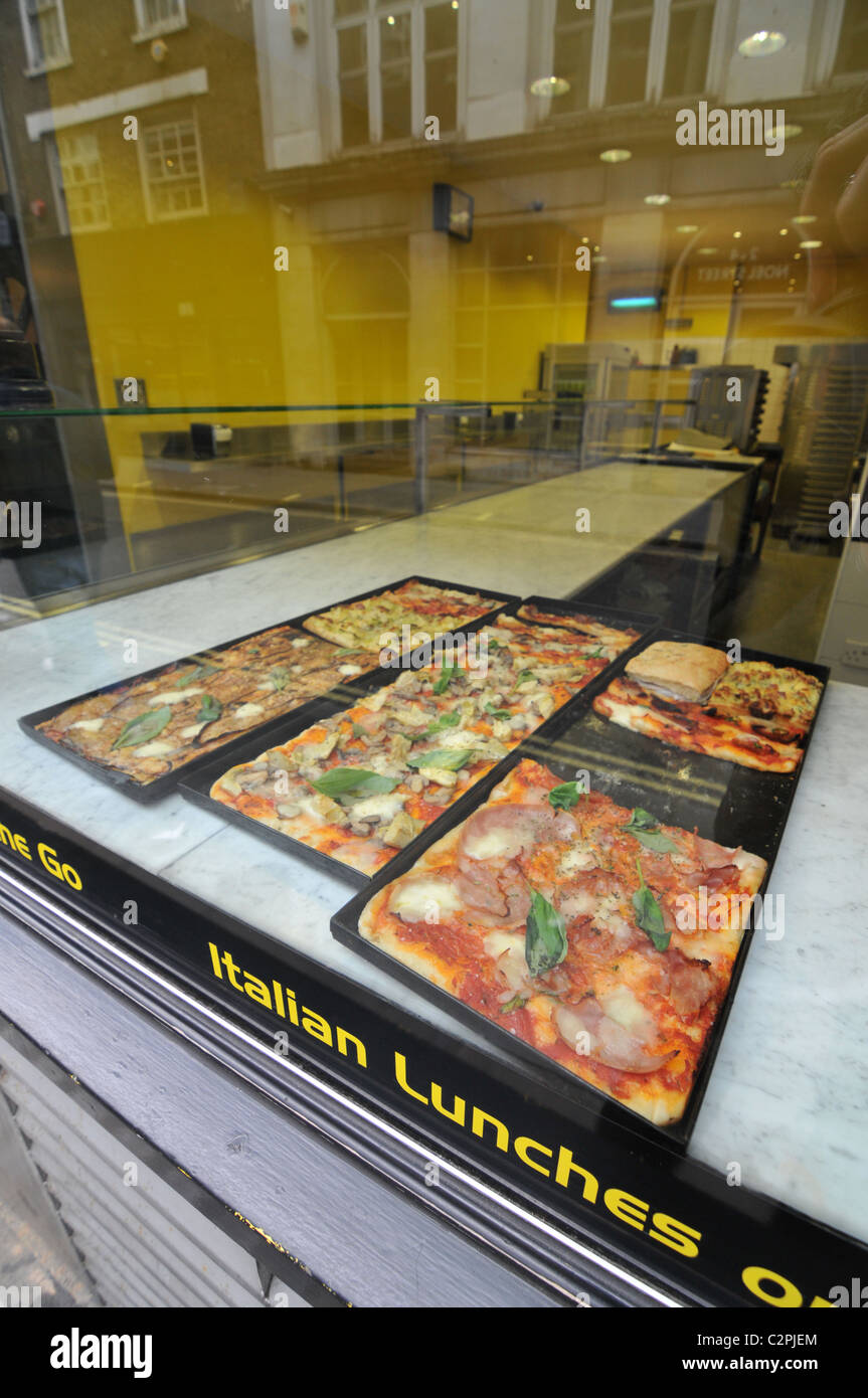 Italian Pizza lunch slice of pizza tomato basil cheese Stock Photo - Alamy