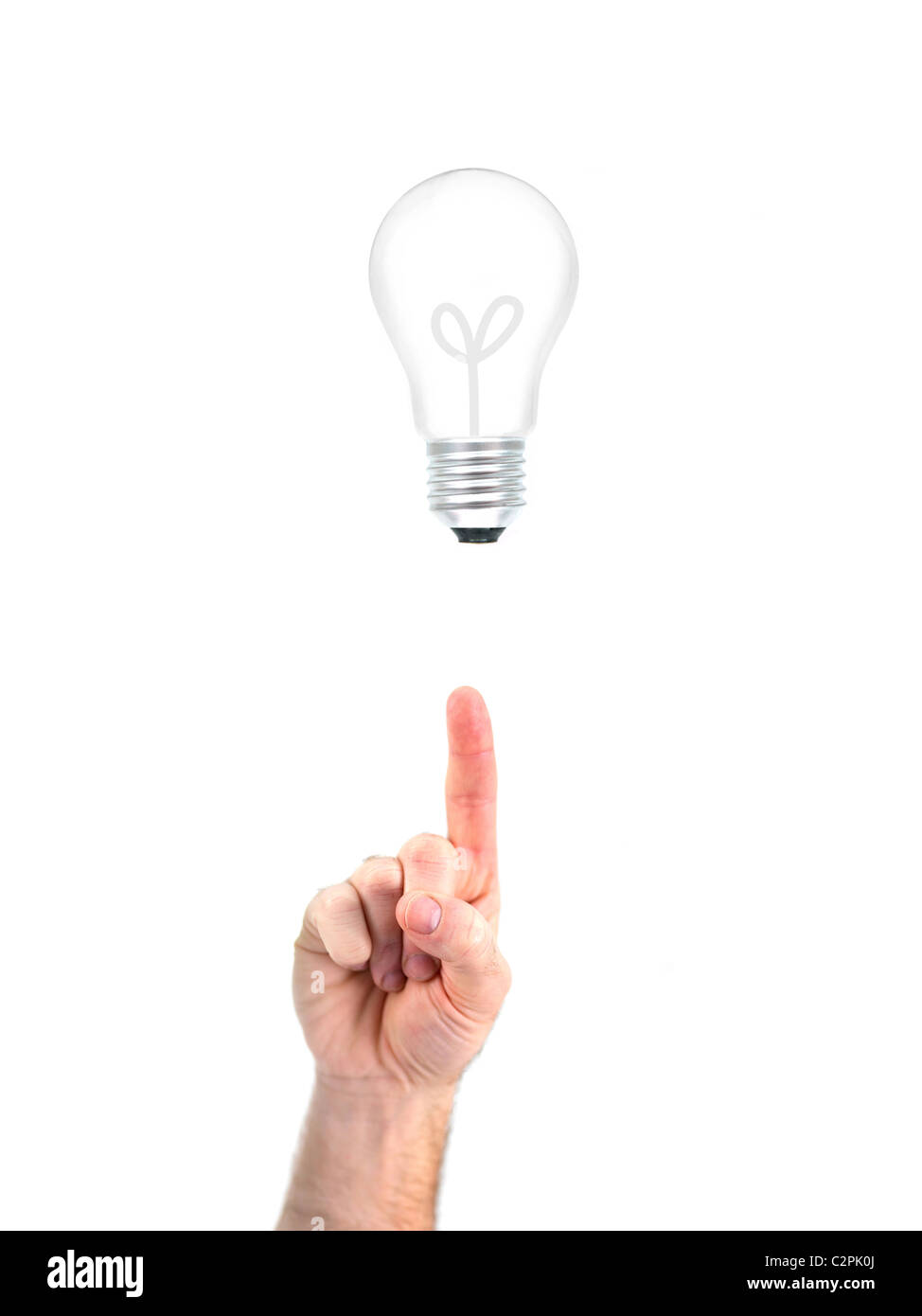 A light bulb and a hand isolated against a white background Stock Photo ...