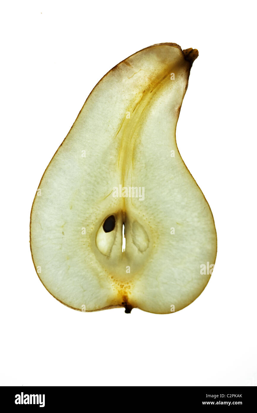 Sliced Pear isolated on white Stock Photo - Alamy