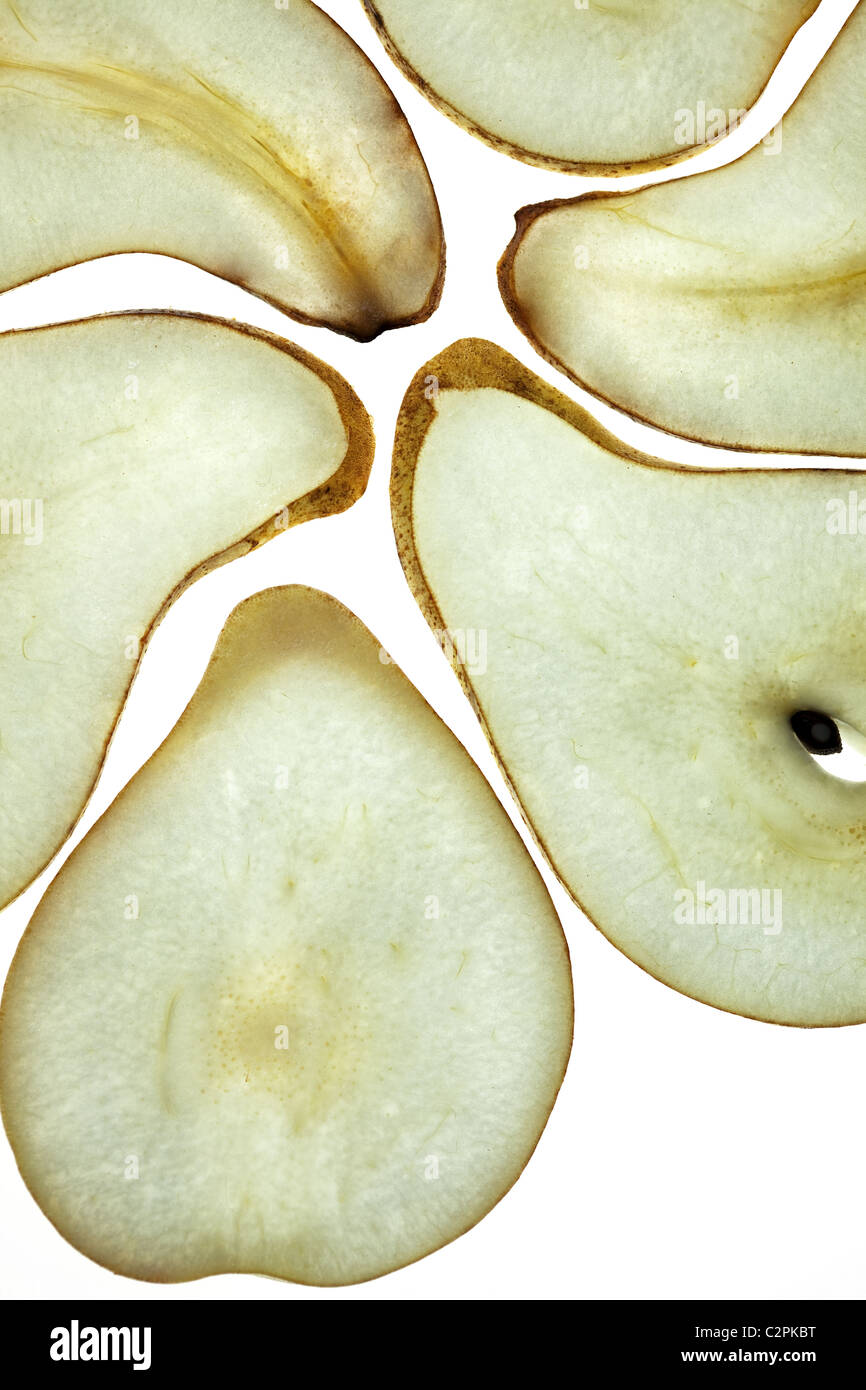 Sliced Pear isolated on white Stock Photo - Alamy