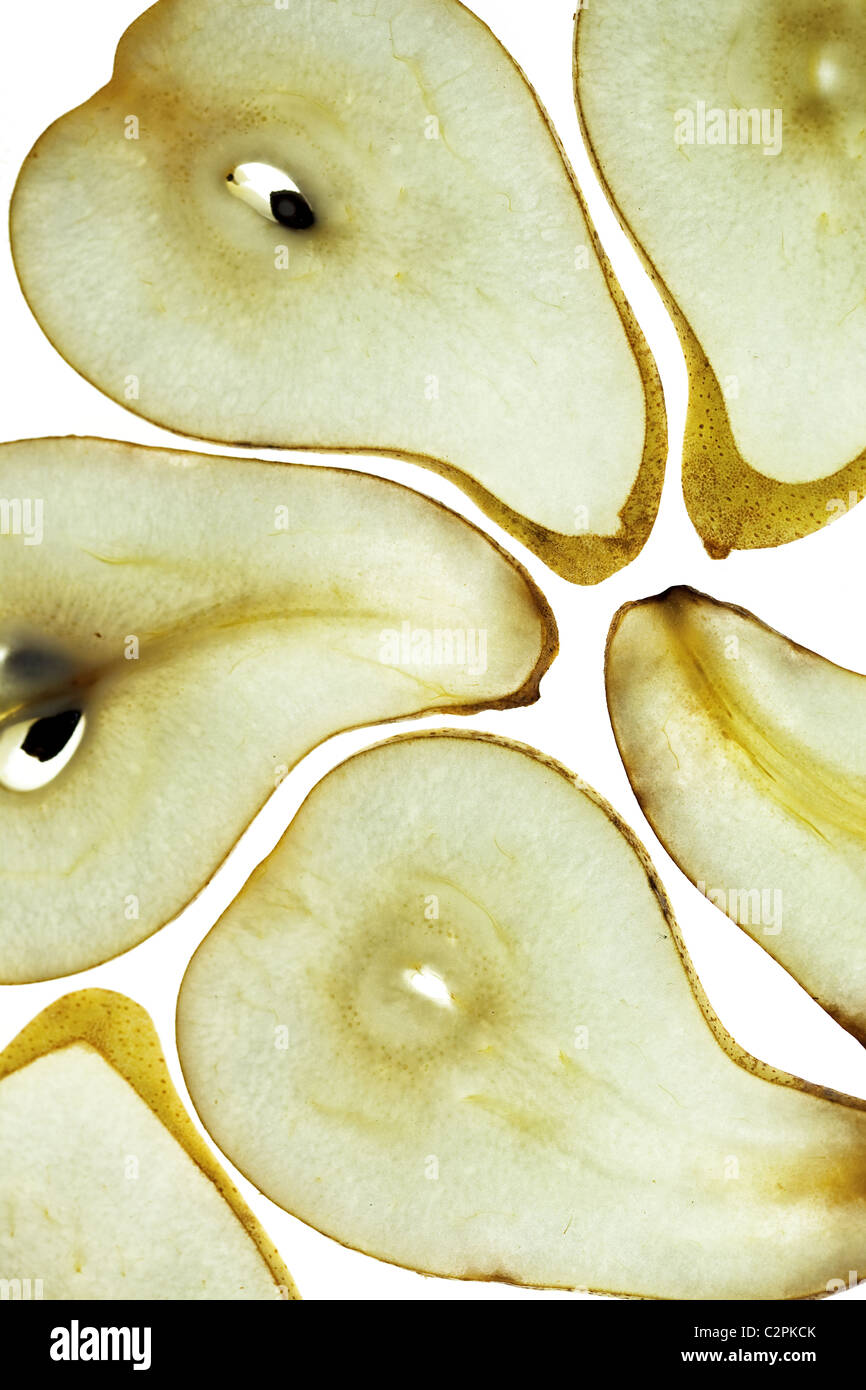 Sliced Pear isolated on white Stock Photo - Alamy