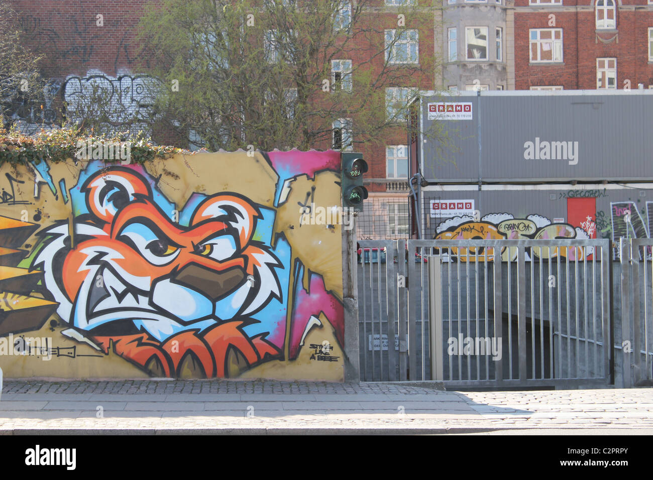Large tiger graffiti on a wall Stock Photo - Alamy