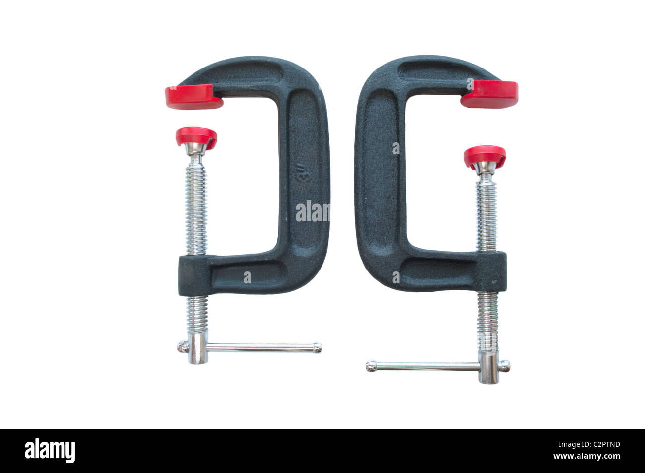 great red g clamp on white background Stock Photo - Alamy