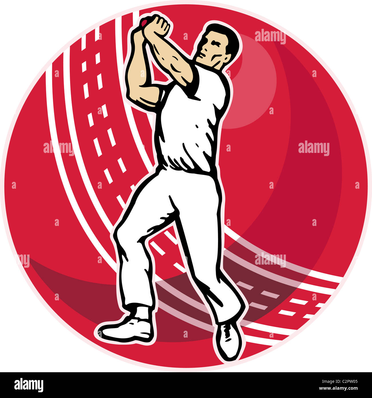 illustration of a cricket player bowler bowling with cricket ball in ...