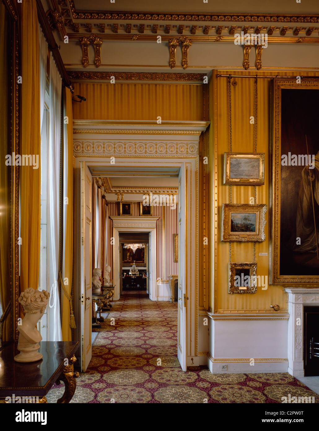Apsley House. View from the Yellow Drawing Room looking through doorway ...