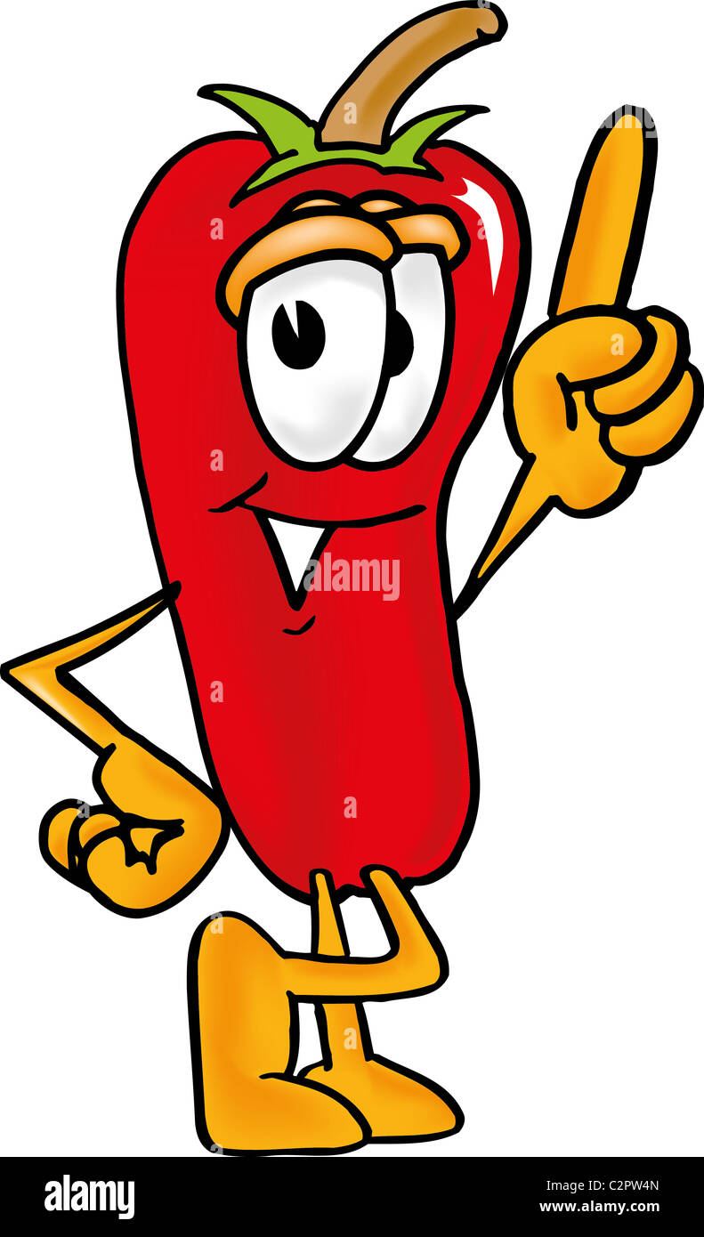 Cartoon Chili Pepper Mascot Pointing Up Stock Photo - Alamy
