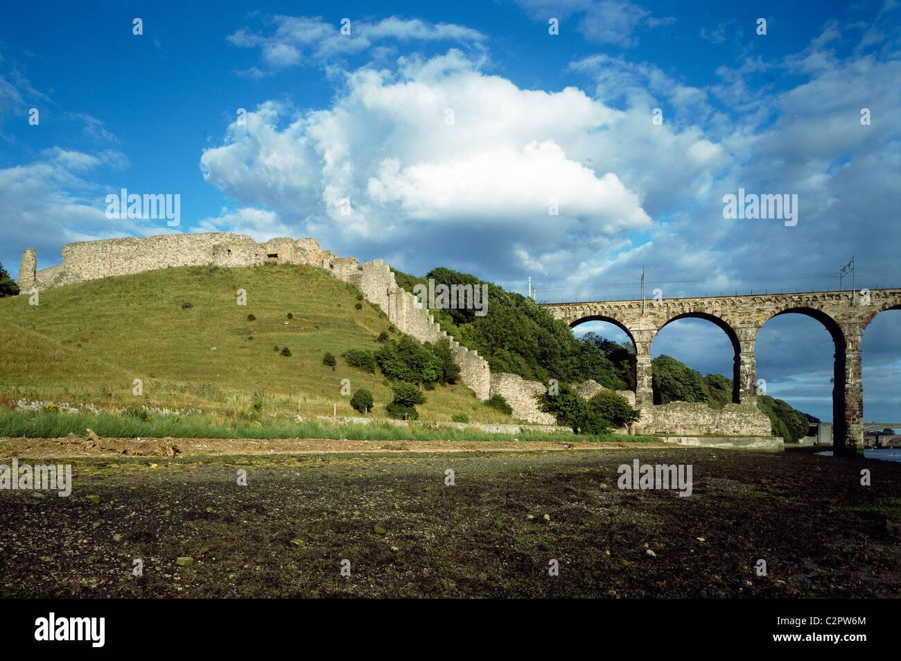 Berwick Castle. View of the Castle White Wall and the Royal Border ...