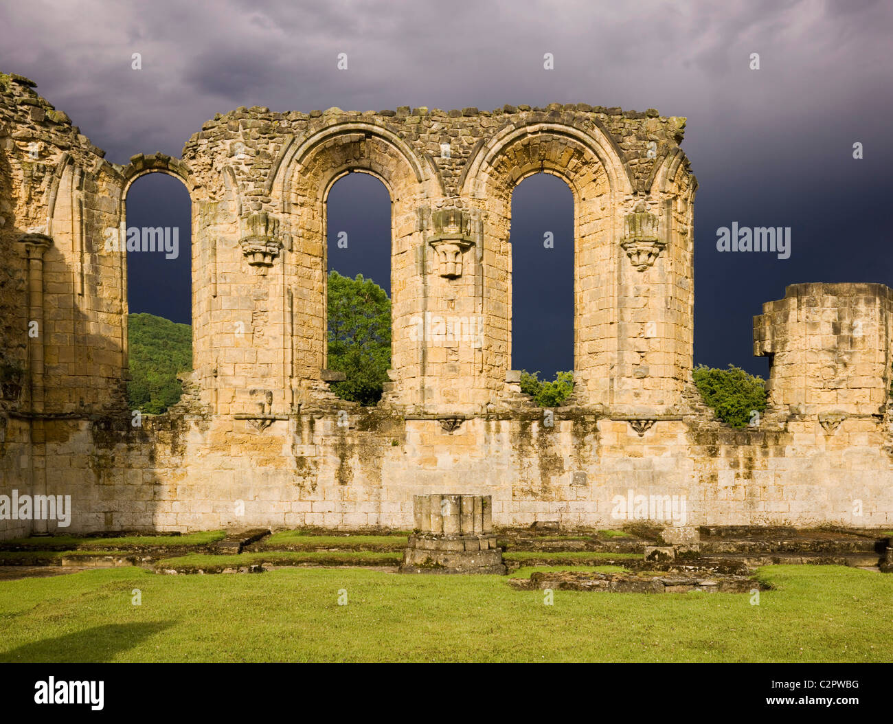 Byland Abbey. View of the east elevation Stock Photo - Alamy