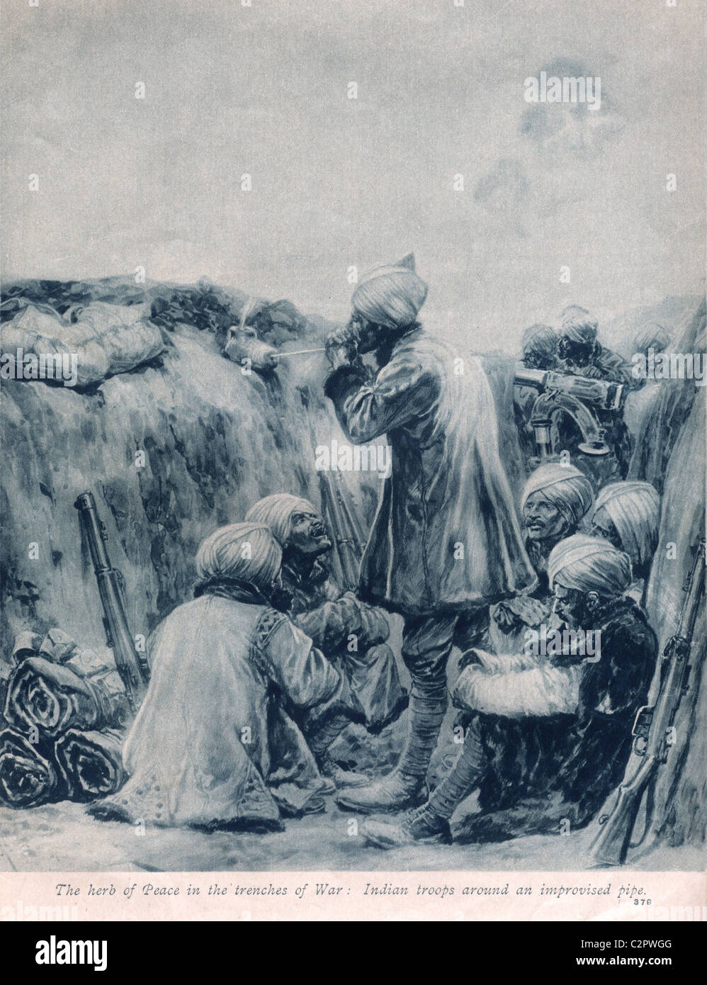 indian troops smoking what looks like marijuana in WW1 trenches Stock ...