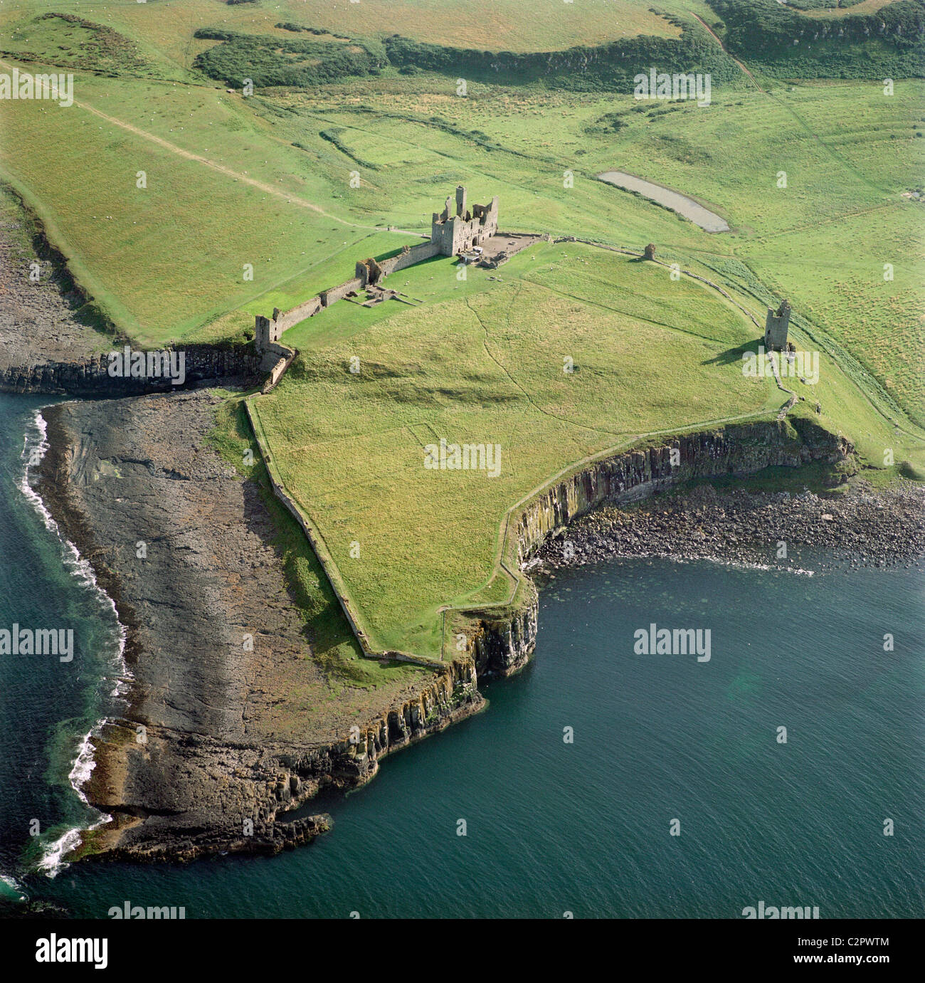 Dunstanburgh Castle. Aerial view Stock Photo - Alamy