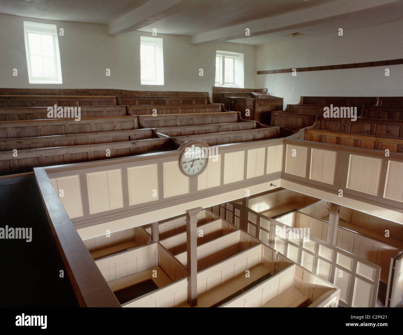 Goodshaw Chapel. Interior view of restored 18th century Baptist chapel ...