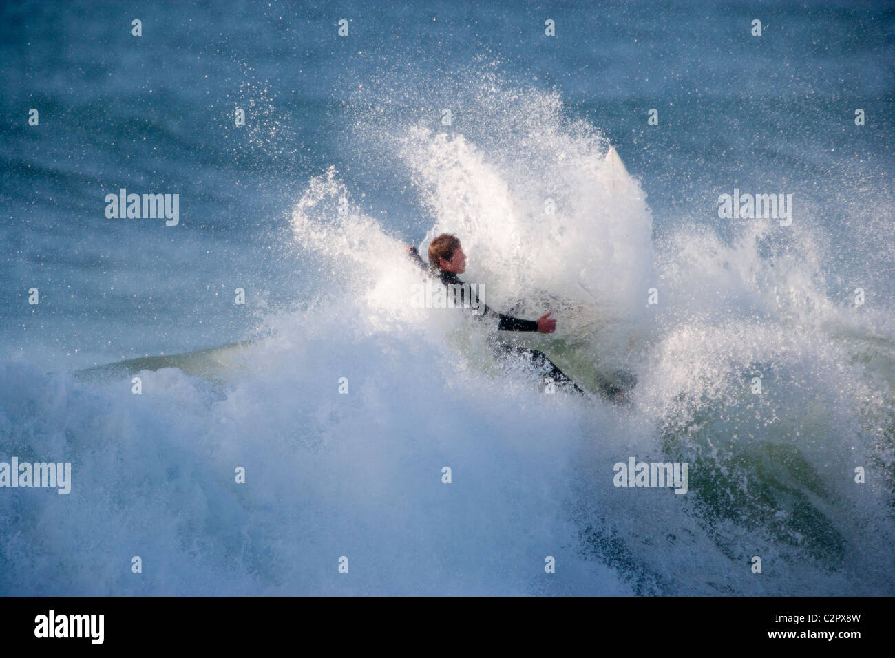 Surfer Wipe Out Stock Photo - Alamy