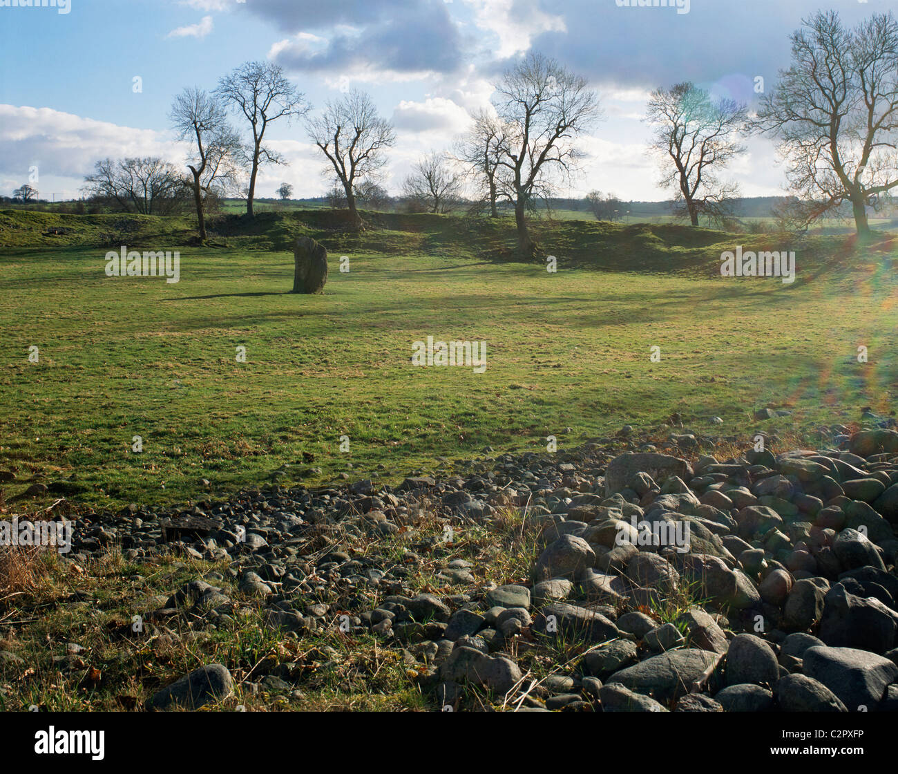 Mayburgh Henge. View along the earthwork bank Stock Photo - Alamy