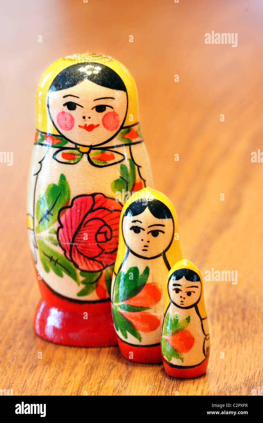Generic russian nested dolls matrioshka with flowers painted on them on ...