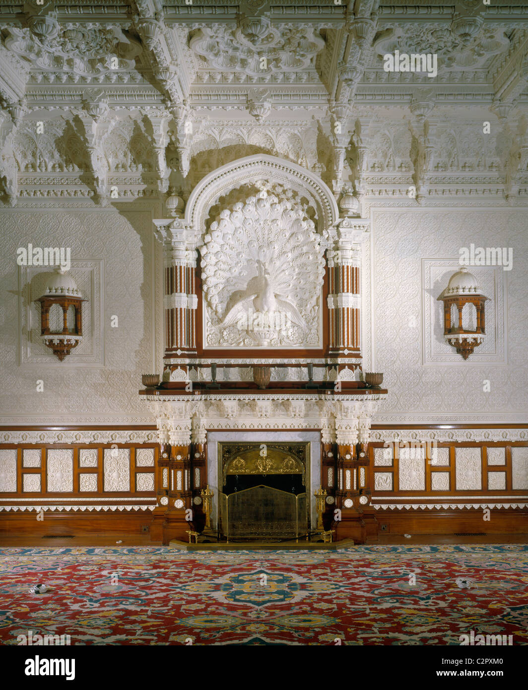 Osborne House. The Durbar Room View of the fireplace. 1891 Stock Photo ...