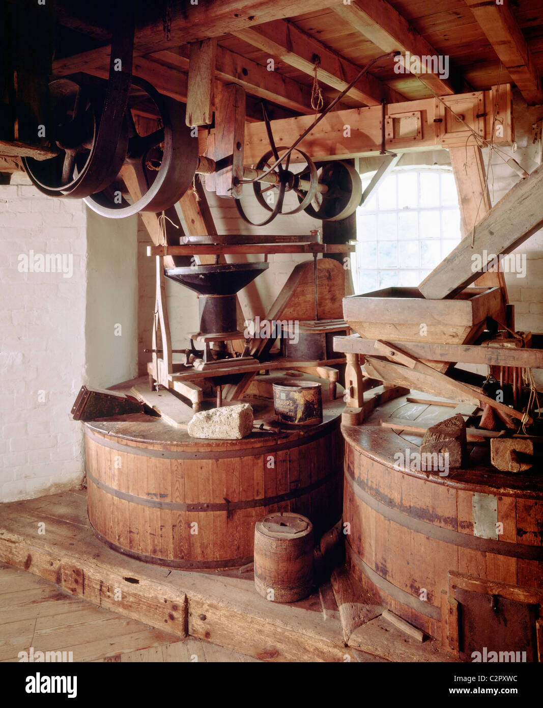 Saxtead Green Post Mill. Interior view Stock Photo - Alamy
