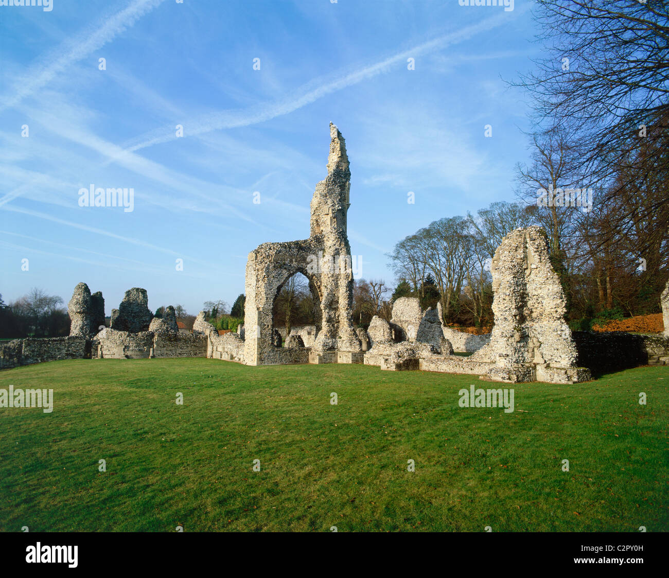 Thetford Priory. View of the priory church from the South East Stock ...